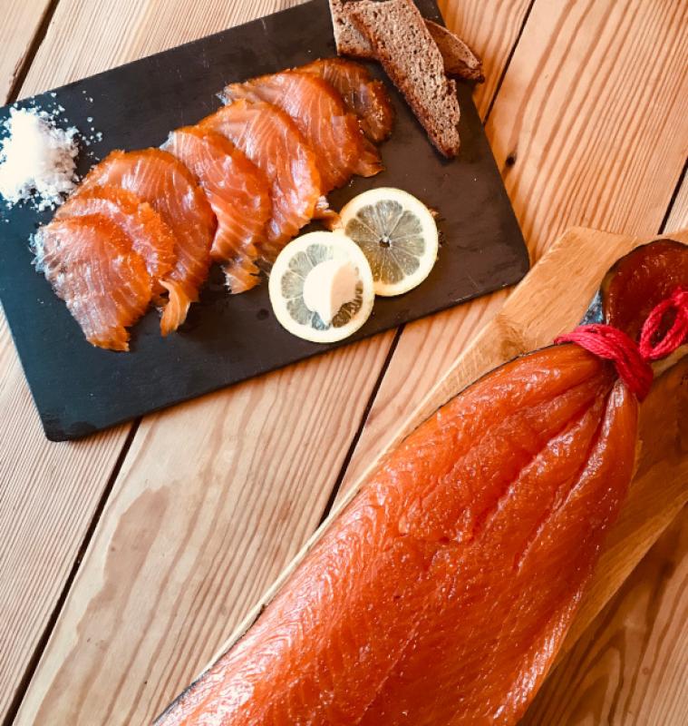 Irish organic smoked salmon, gently smoked